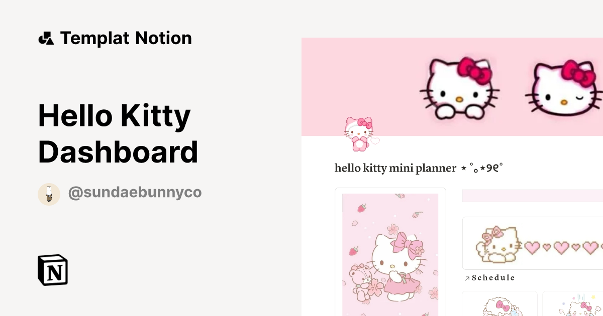 Templat Hello Kitty Dashboard | Notion Marketplace