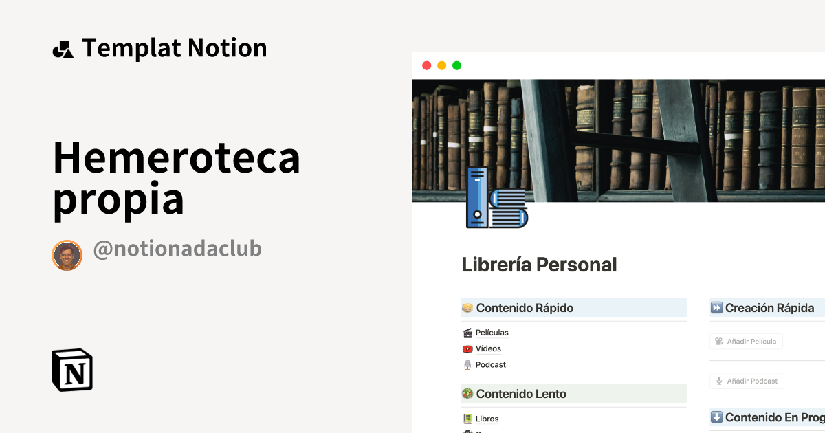 Hemeroteca propia Templat oleh NotionNadaClub | Notion Marketplace