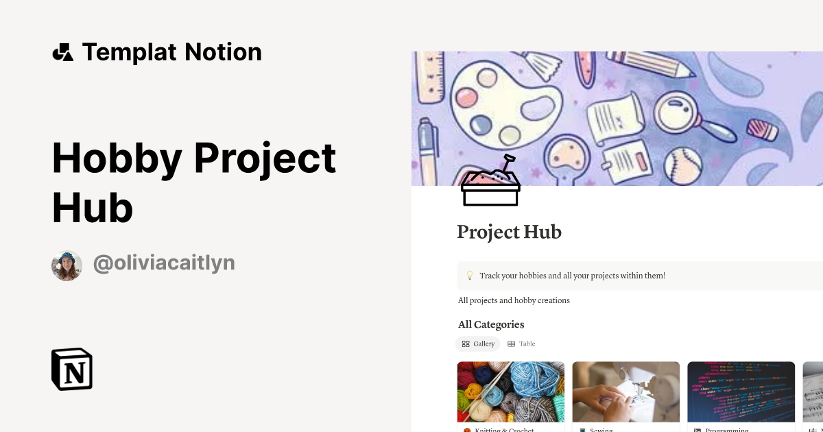 Templat Hobby Project Hub | Notion Marketplace