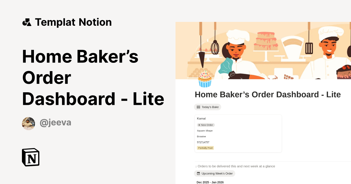 Templat Home Baker’s Order Dashboard - Lite | Notion Marketplace