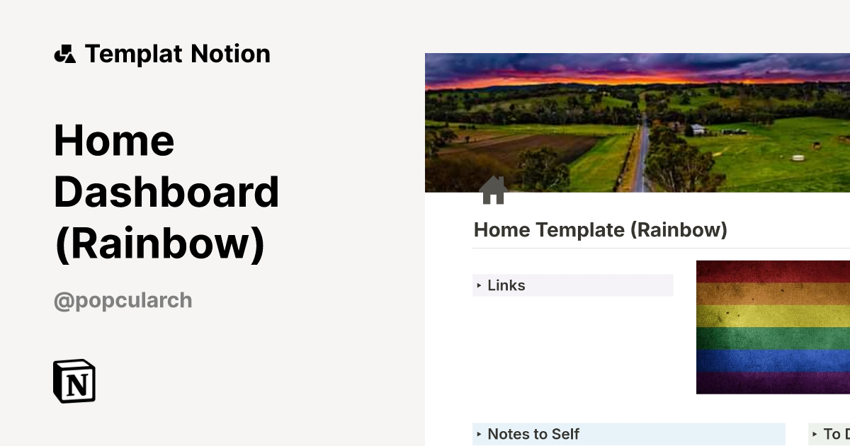 Home Dashboard (Rainbow) Templat oleh PopCultureArchaeologist | Notion Marketplace