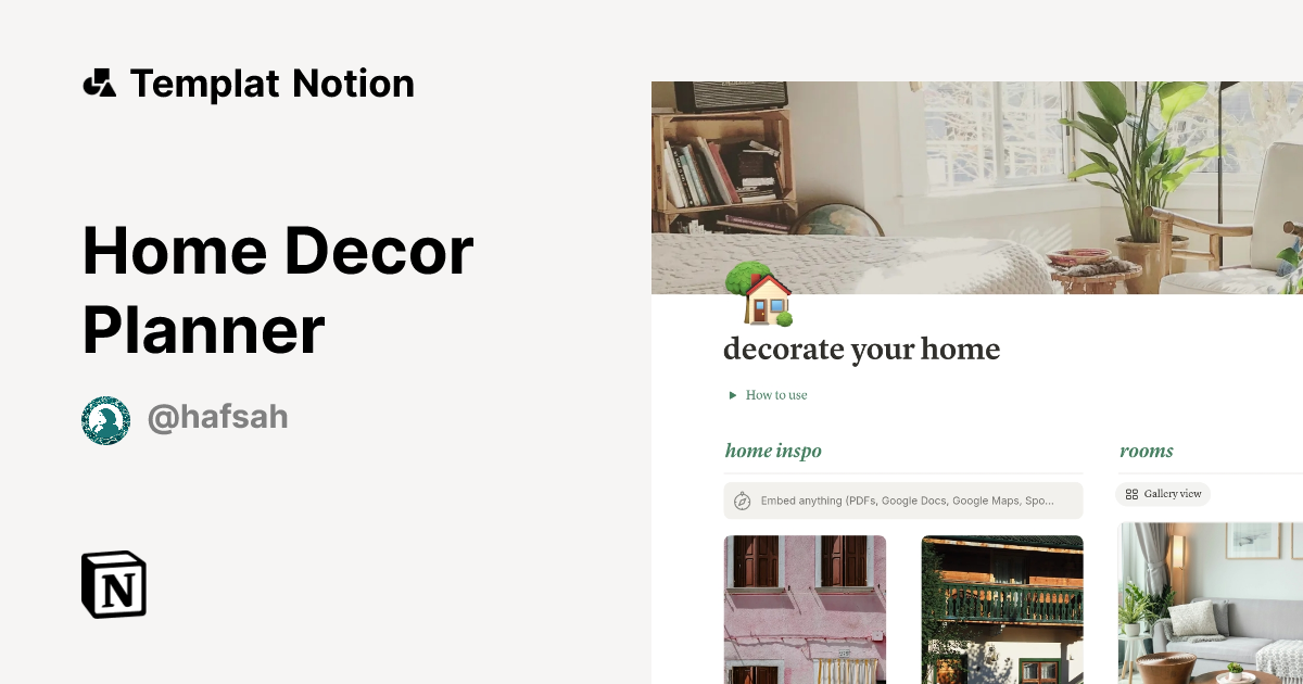 Templat Home Decor Planner | Notion Marketplace