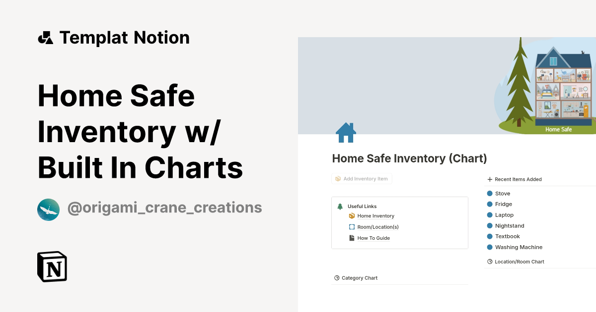 Home Safe Inventory w/ Built In Charts Templat oleh Origami Crane ...