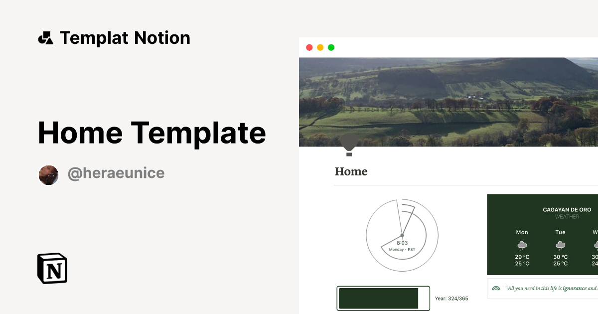 Home Template Templat oleh Hera Eunice | Notion Marketplace
