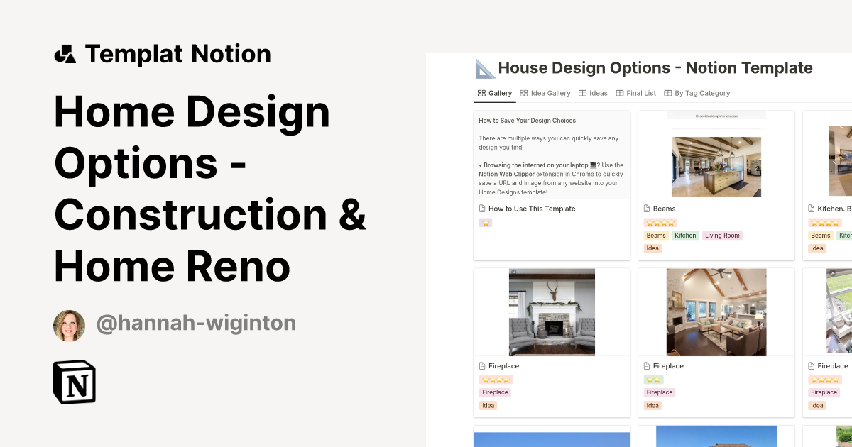 Templat Home Design Options - Construction & Home Reno | Notion Marketplace