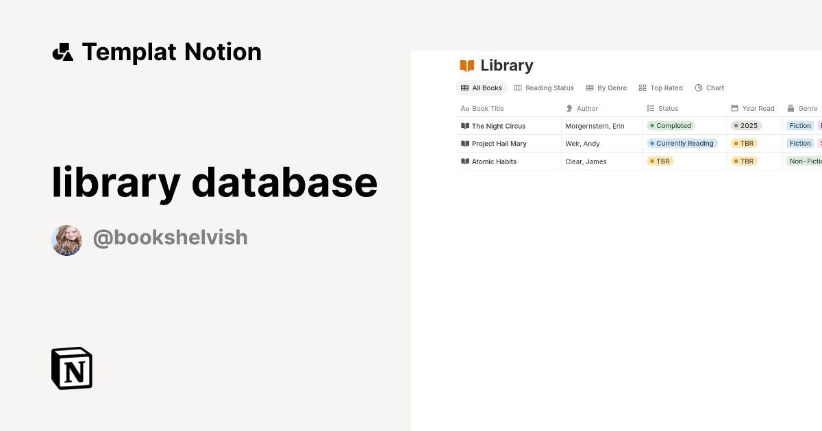 library database Templat oleh hannah leigh | Notion Marketplace
