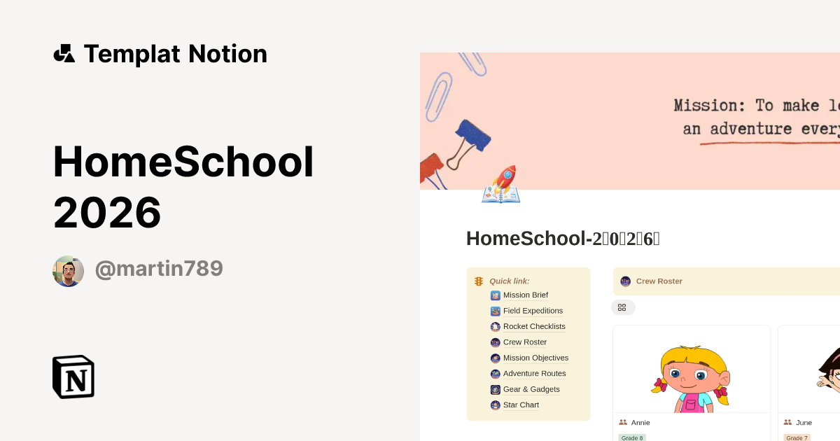 Templat HomeSchool 2026 | Notion Marketplace