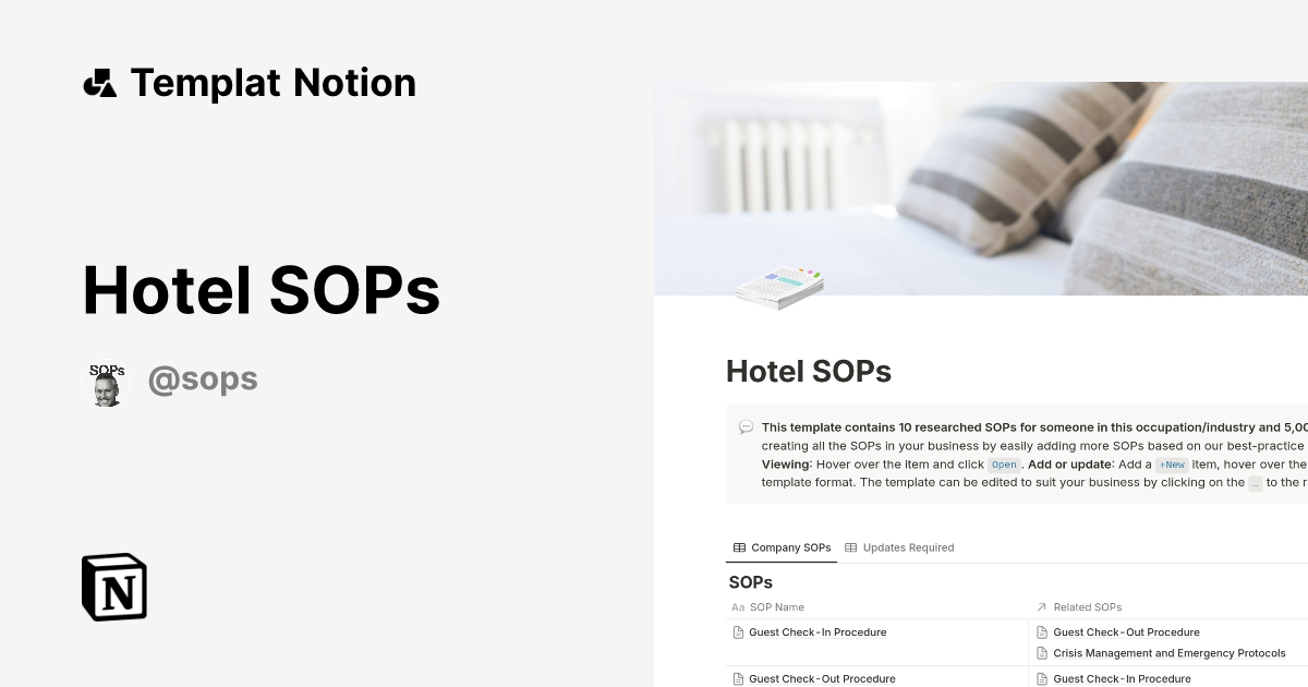 Templat Hotel SOPs | Notion Marketplace