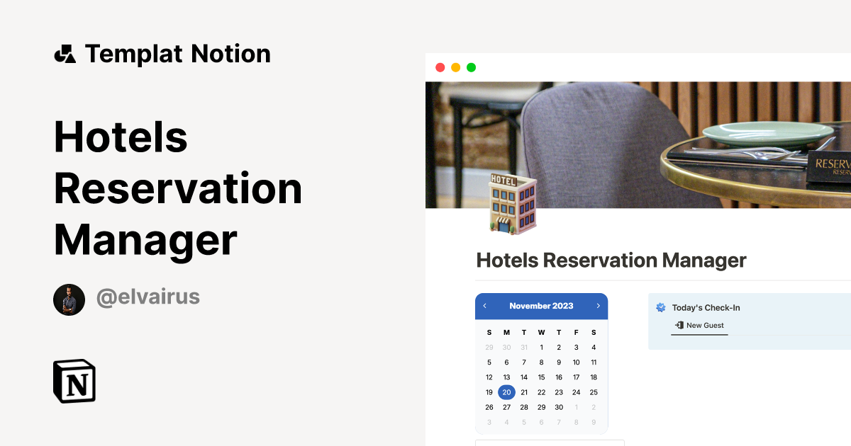 Hotels Reservation Manager Templat oleh El Vairus | Notion Marketplace