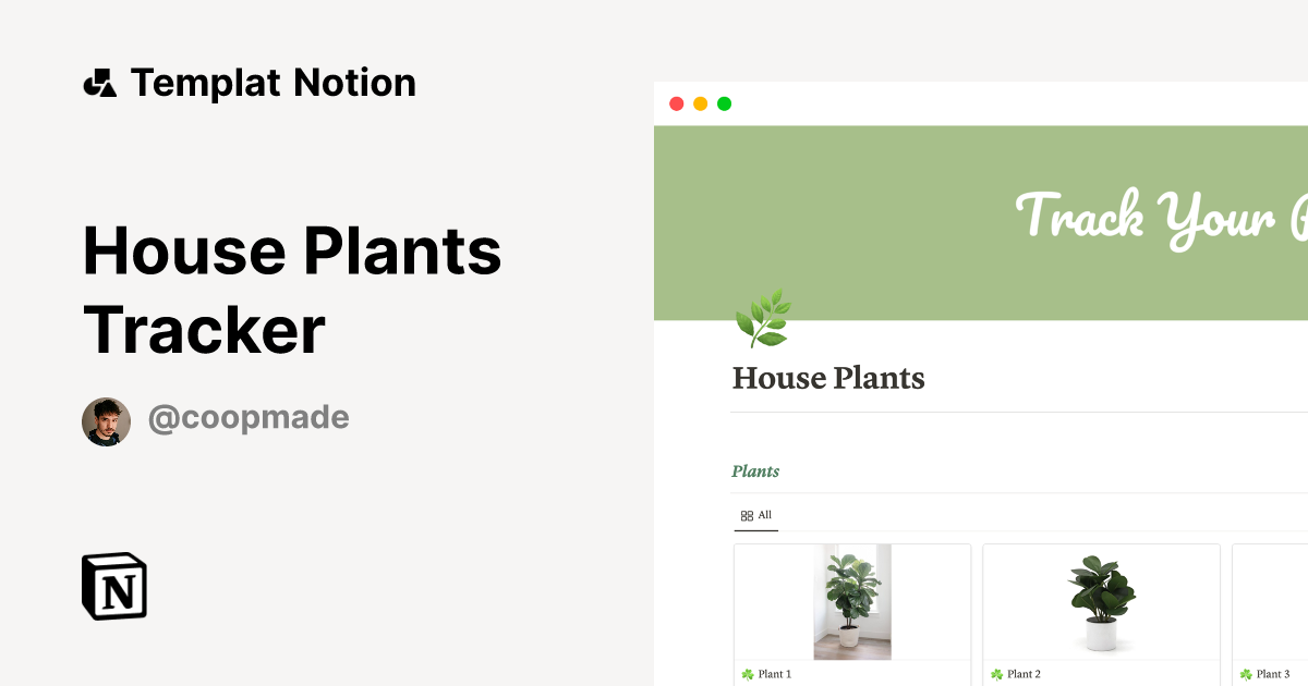 Templat House Plants Tracker | Notion Marketplace