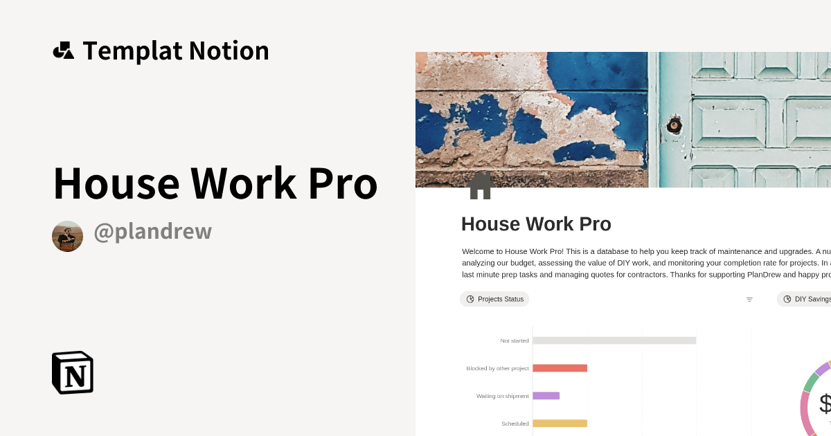 House Work Pro Templat oleh PlanDrew | Notion Marketplace