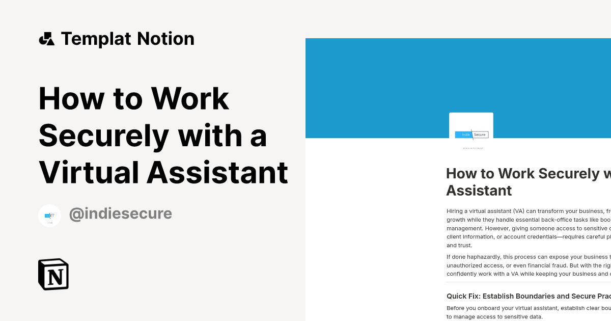 Templat How to Work Securely with a Virtual Assistant | Notion Marketplace