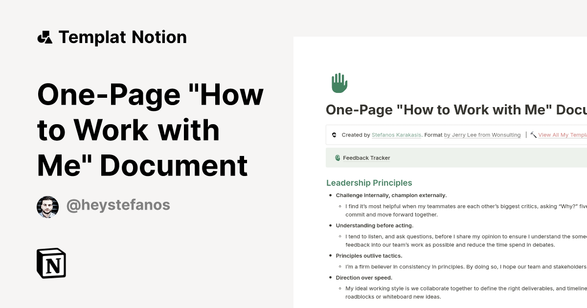 One-Page "How to Work with Me" Document Templat oleh Stefanos Karakasis ...