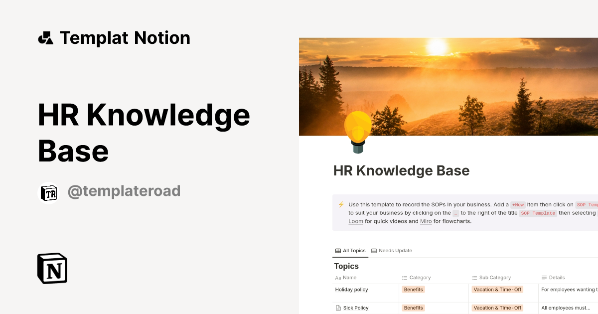 Templat HR Knowledge Base | Notion Marketplace