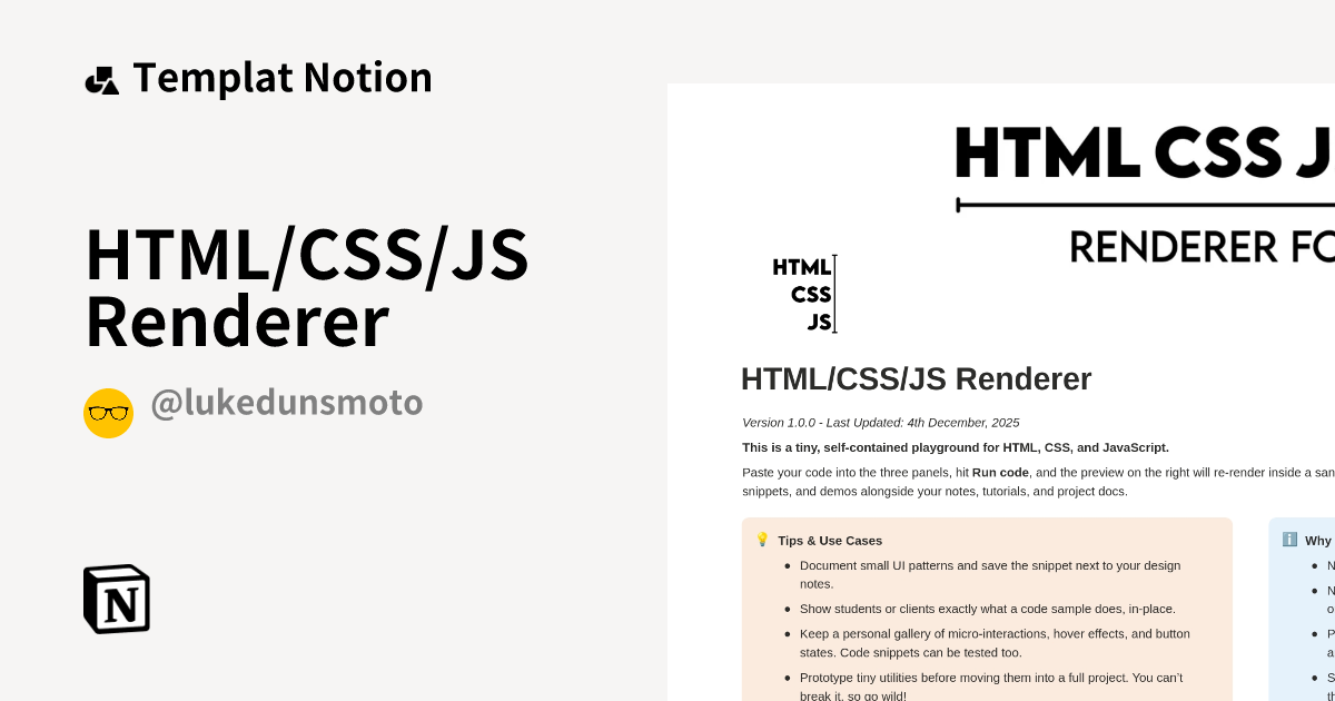 Templat HTML/CSS/JS Renderer | Notion Marketplace
