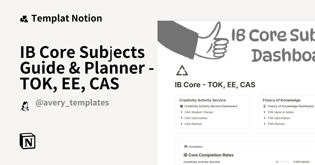 Templat IB Core Subjects Guide & Planner - TOK, EE, CAS | Notion Marketplace