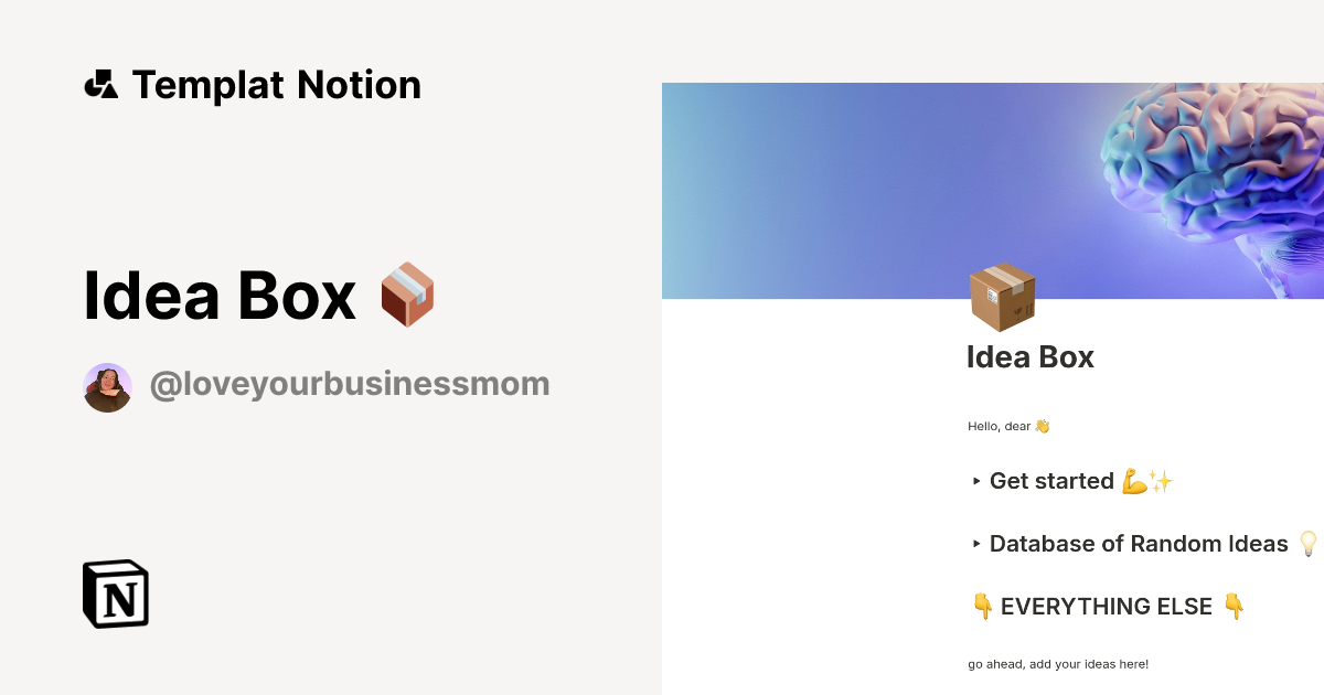 Idea Box 📦 Templat oleh Anna Bullock | Notion Marketplace