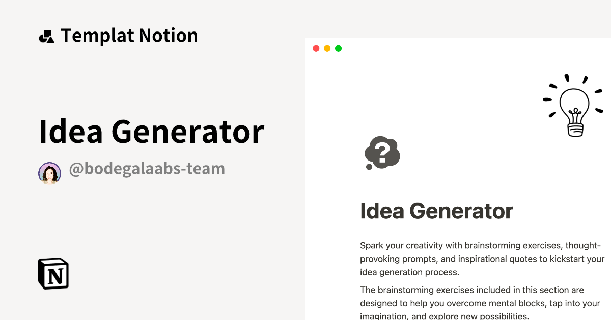 Templat Idea Generator | Notion Marketplace