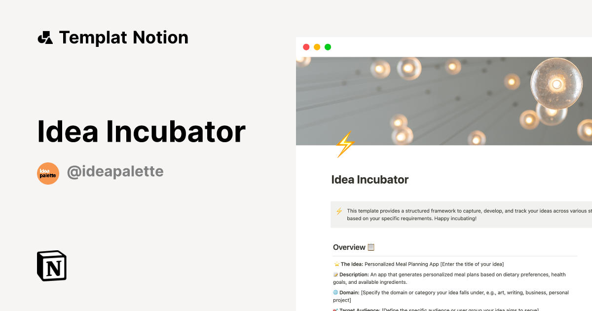 Templat Idea Incubator | Notion Marketplace