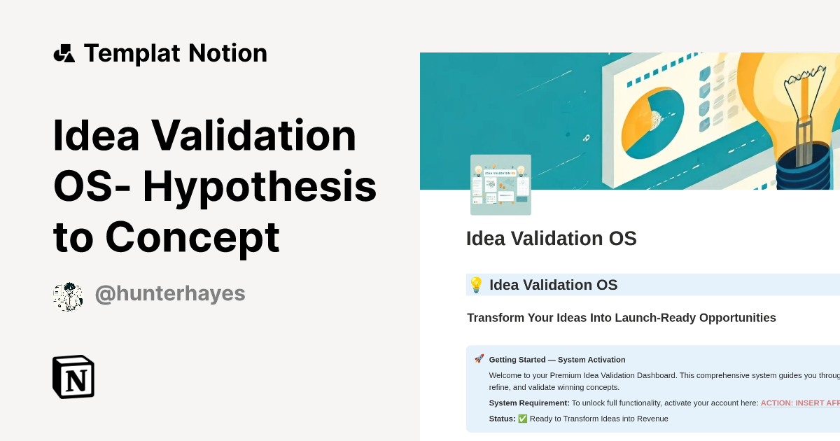 Idea Validation OS- Hypothesis to Concept Templat oleh OutlineLabs | Notion Marketplace