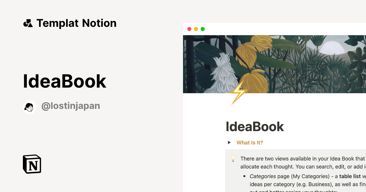 IdeaBook Templat oleh LostInJapan | Notion Marketplace