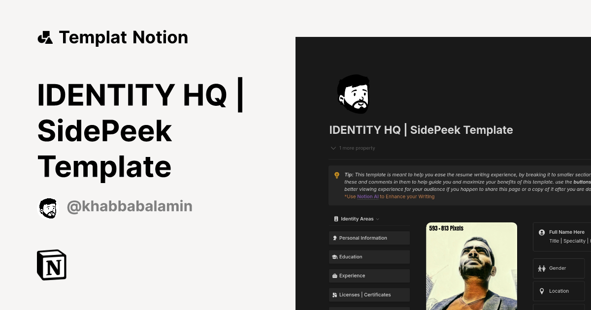 Templat IDENTITY HQ | SidePeek Template | Notion Marketplace