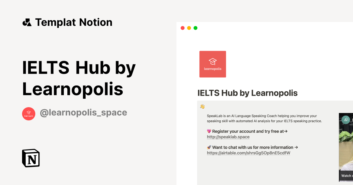 Templat IELTS Hub by Learnopolis | Notion Marketplace