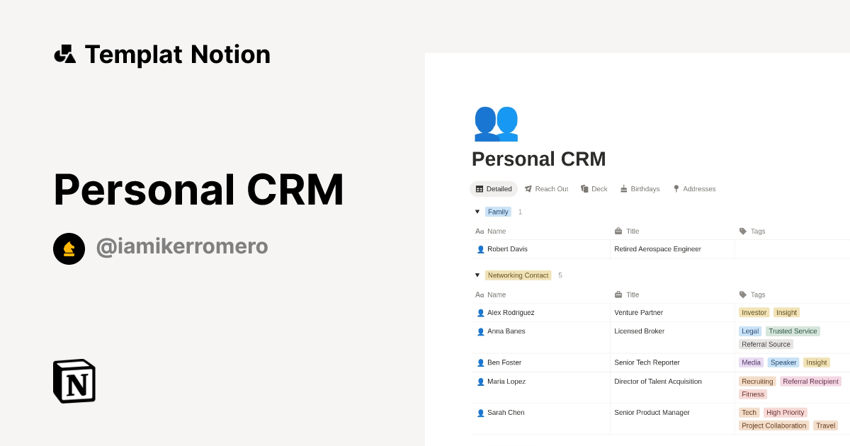 Templat Personal CRM | Notion Marketplace