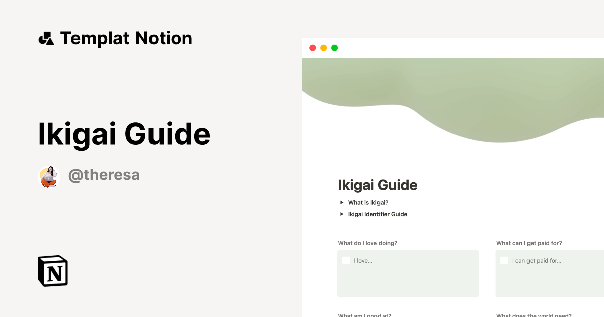 Ikigai Guide Templat oleh Theresa Dinh | Notion Marketplace
