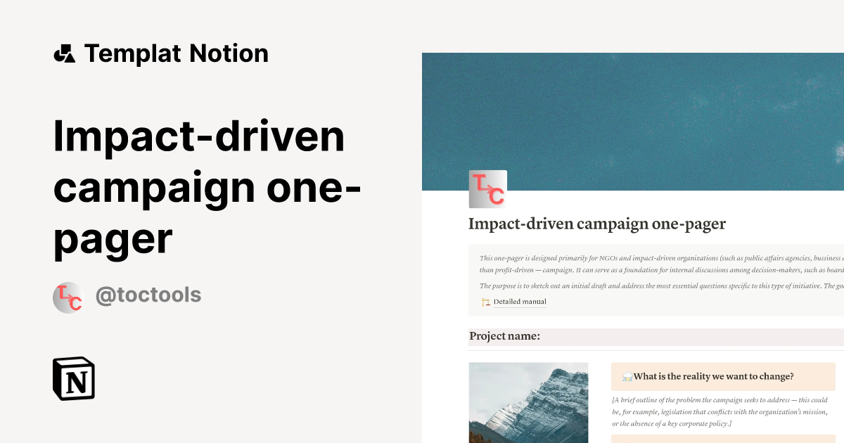 Templat Impact-driven campaign one-pager | Notion Marketplace