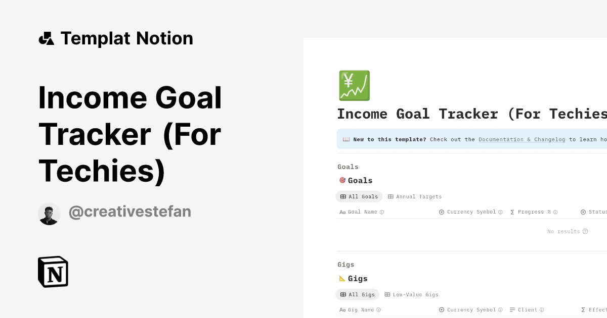Income Goal Tracker (For Techies) Templat oleh Stefan J. | Notion ...