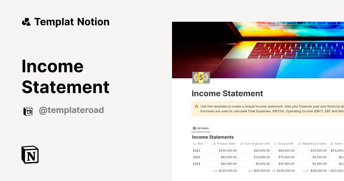 Templat Income Statement | Notion Marketplace