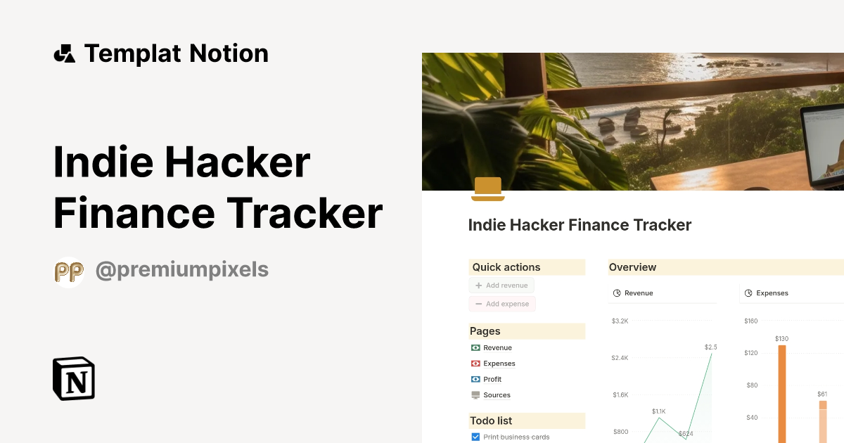 Templat Indie Hacker Finance Tracker | Notion Marketplace