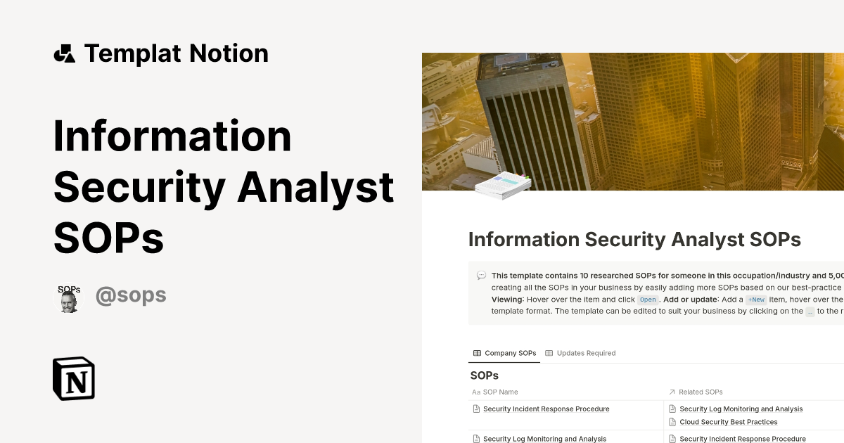 Templat Information Security Analyst SOPs | Notion Marketplace