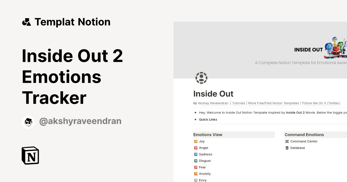 Inside Out 2 Emotions Tracker Templat oleh Akshay Raveendran | Notion ...