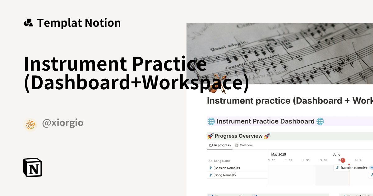 Instrument Practice (Dashboard+Workspace) Templat oleh Xiorgio | Notion ...