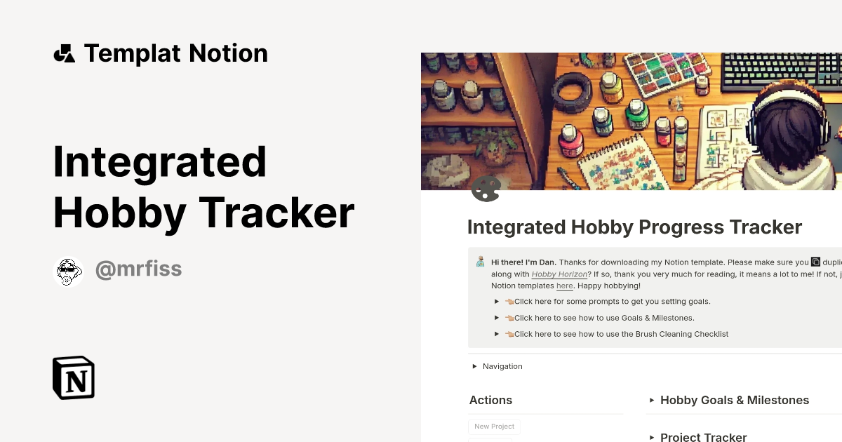 Integrated Hobby Tracker Templat oleh Dan | Notion Marketplace