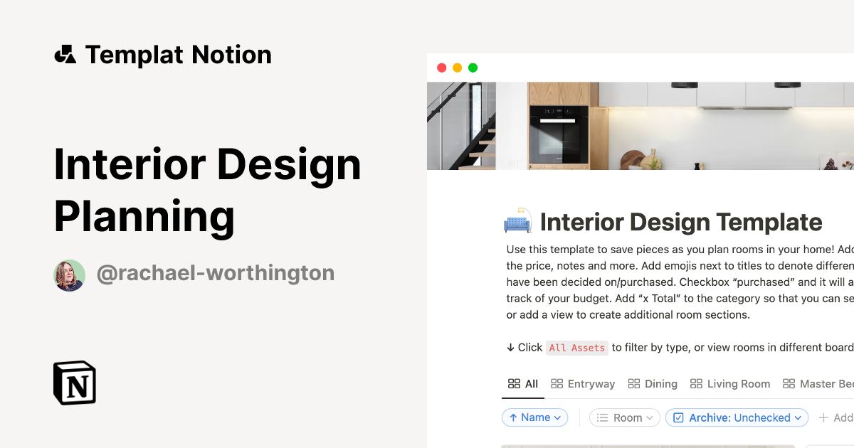 Templat Interior Design Planning | Notion Marketplace