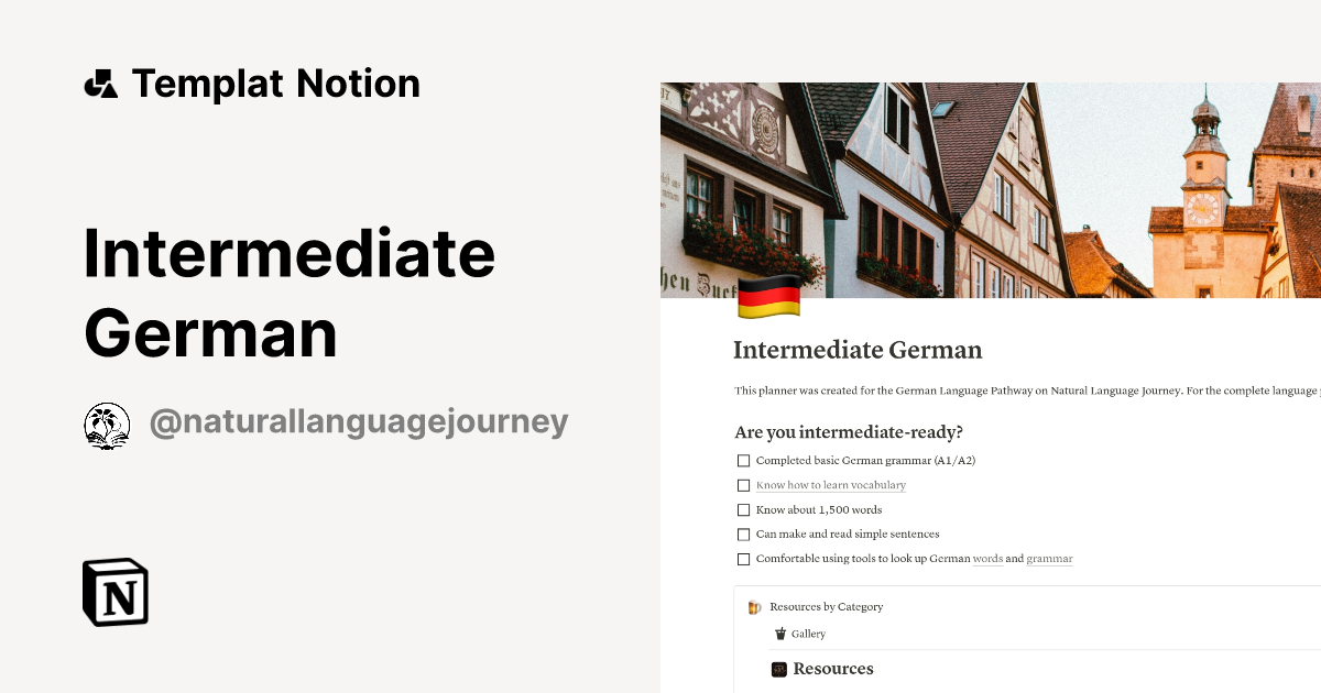 Intermediate German Templat oleh Natural Language Journey | Notion Marketplace