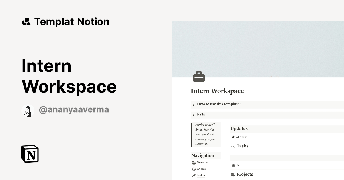 Intern Workspace Templat oleh Ananyaa | Notion Marketplace