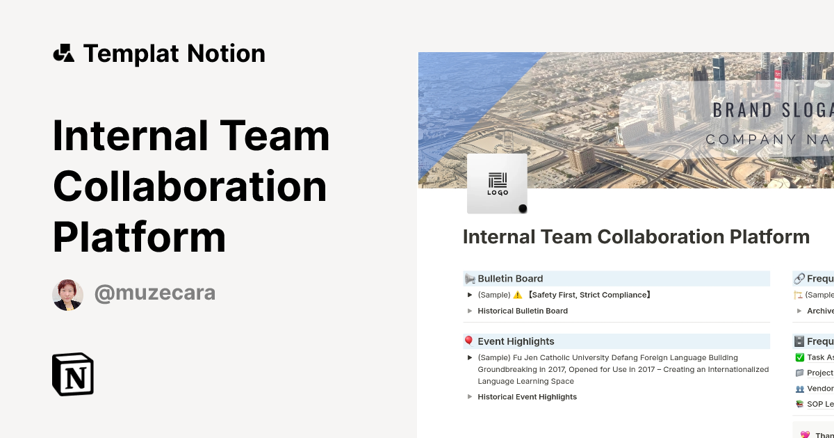 Templat Internal Team Collaboration Platform | Notion Marketplace