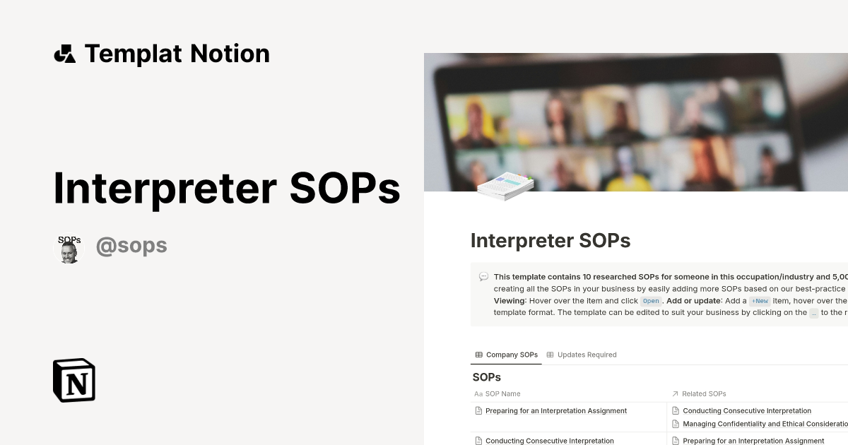 Templat Interpreter SOPs | Notion Marketplace