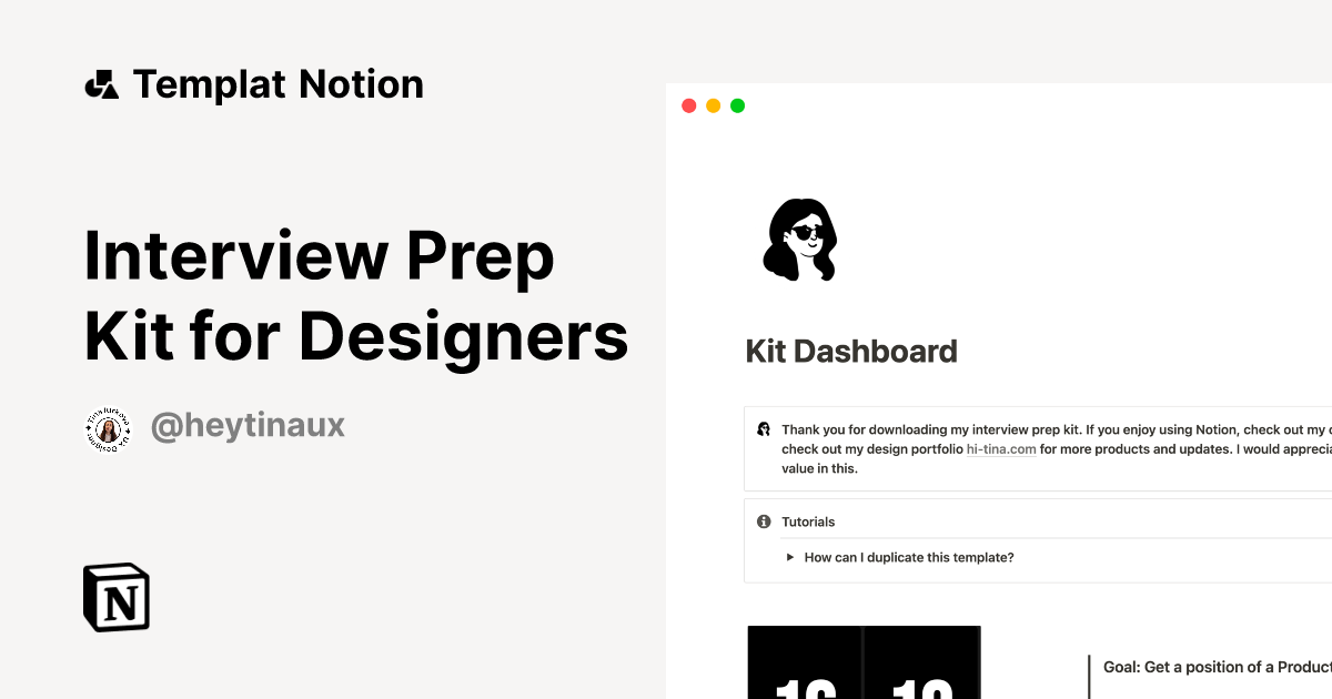 Templat Interview Prep Kit for Designers | Notion Marketplace