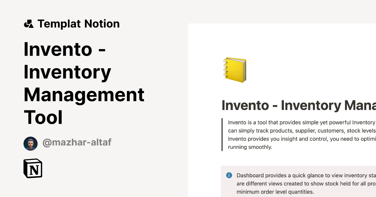 Invento - Inventory Management Tool Templat oleh Mazhar Altaf | Notion ...