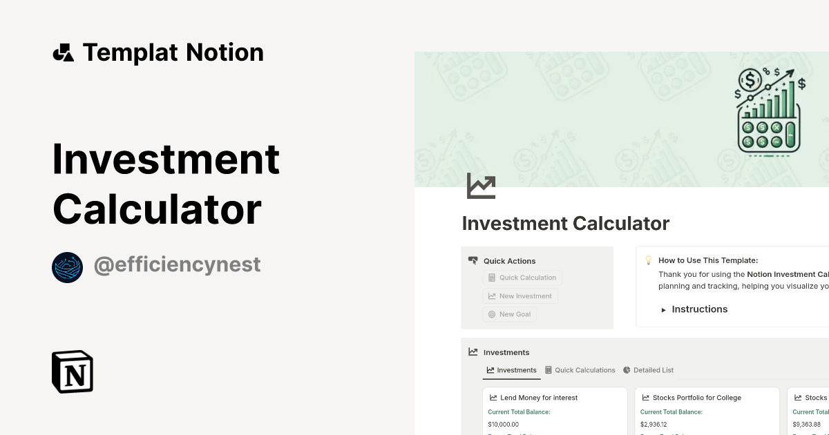 Templat Investment Calculator | Notion Marketplace
