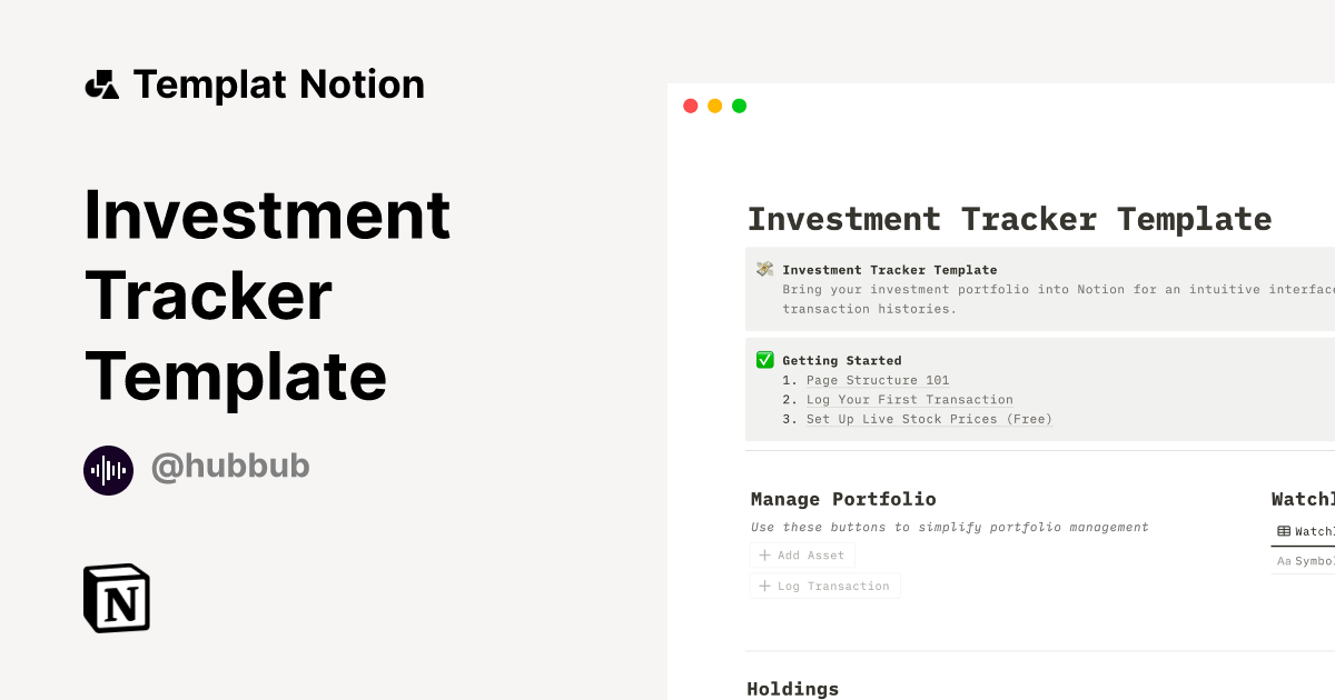 Templat Investment Tracker Template | Notion Marketplace