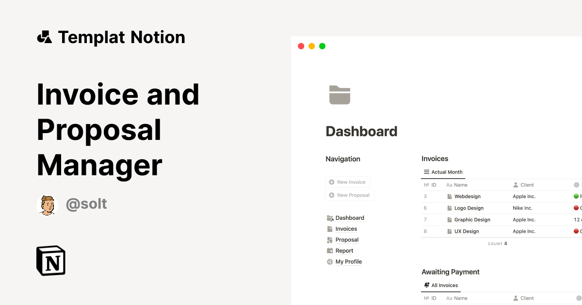 Templat Invoice and Proposal Manager | Notion Marketplace