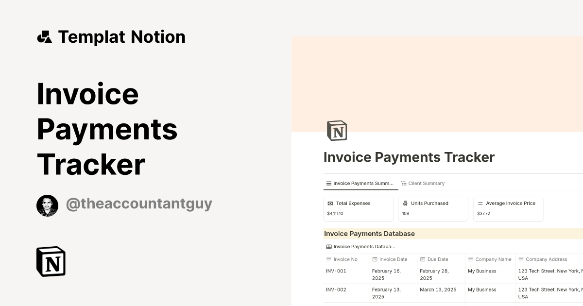 Templat Invoice Payments Tracker | Notion Marketplace