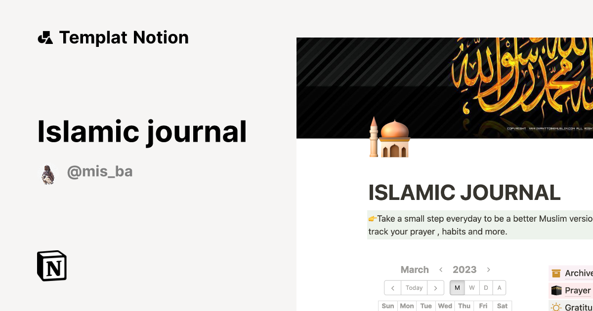 Templat Islamic journal | Notion Marketplace