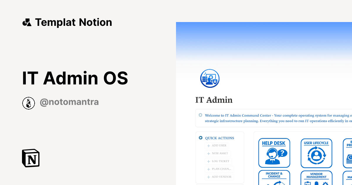 IT Admin OS Templat oleh NotoMantra | Notion Marketplace